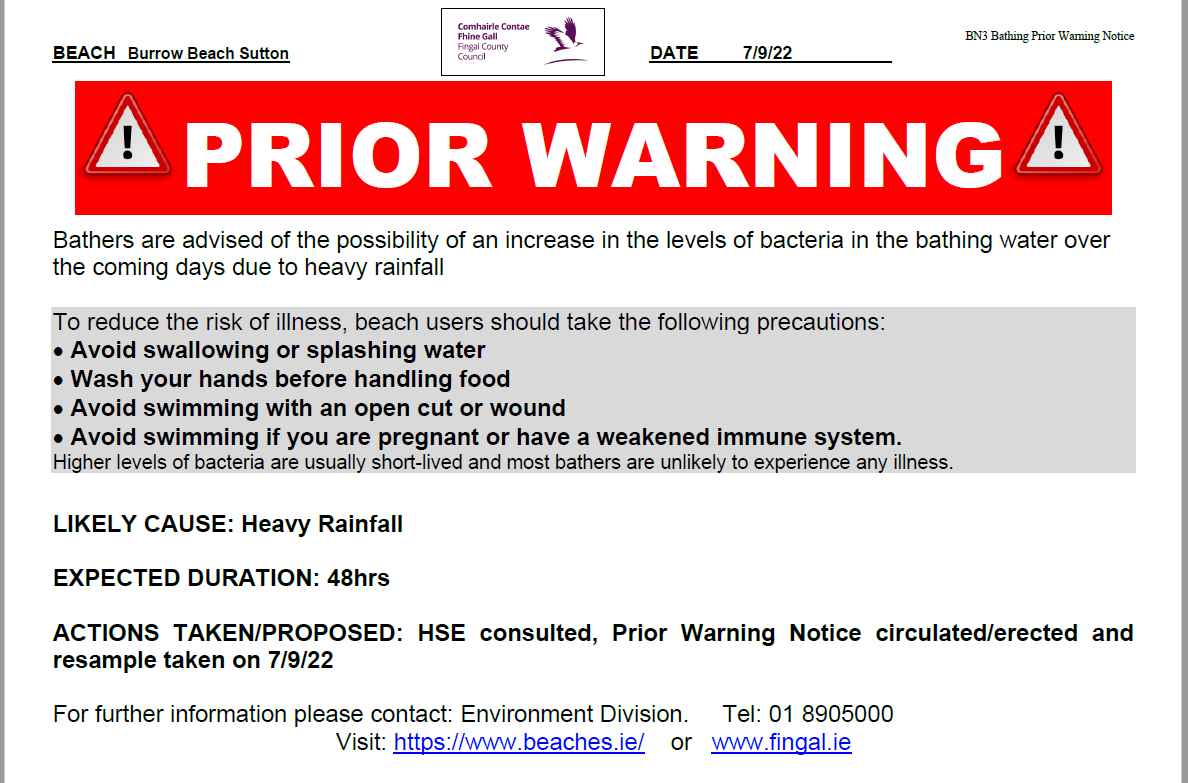 Prior Notice Sutton | Fingal County Council